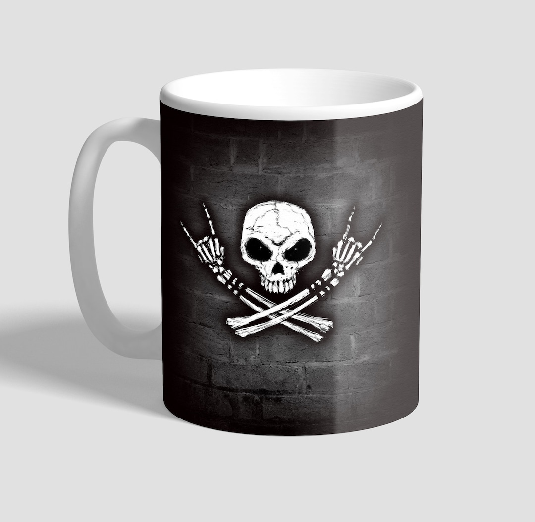 Rock N Roll Skull Coffee Mug - Etsy