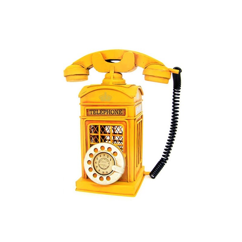 England UK Telephone Booth Piggy Bank Yellow Phone Decor Sculpture Art ...