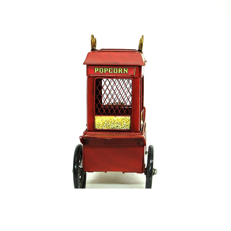 Popcorn Cart Bike Trolley Metal Decorative Sculpture, Nostalgic Vintage ...