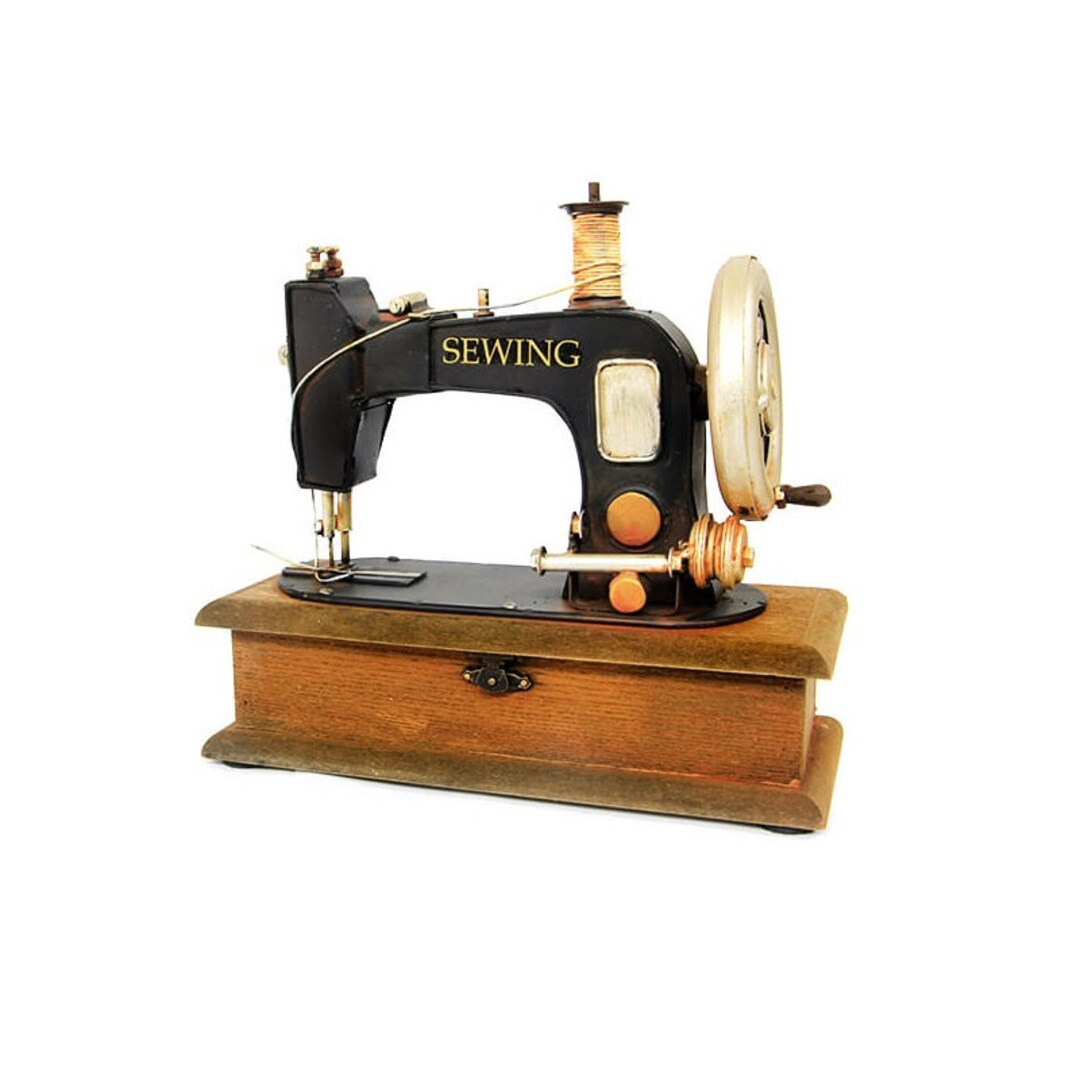 Sewing Machine Decorative Jewelry Needle Yarn Box Wooden Metal ...