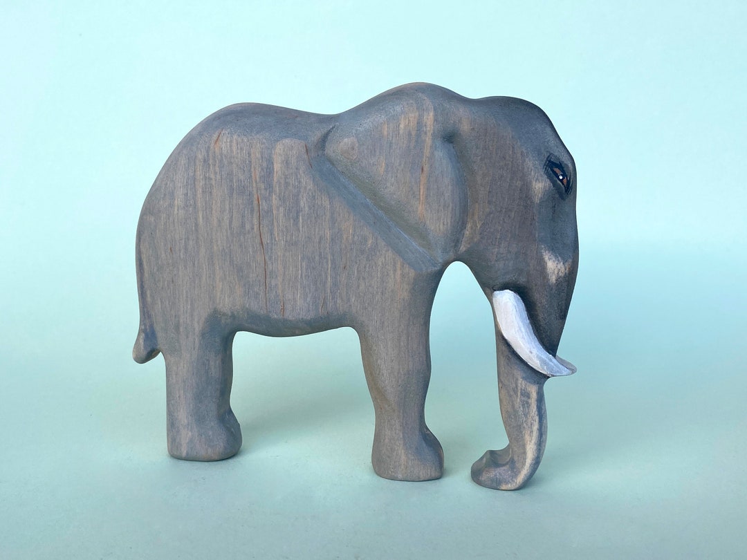 Elephant Wooden Animal Toy Waldorf Elephant Carving Figurine african ...