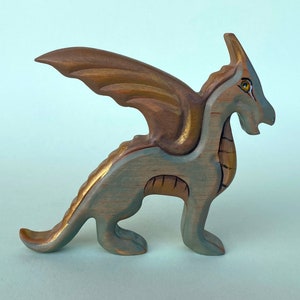 Dragon Wooden Toy, Handmade Dragon Figurine, Fantasy Figurine Statue ...