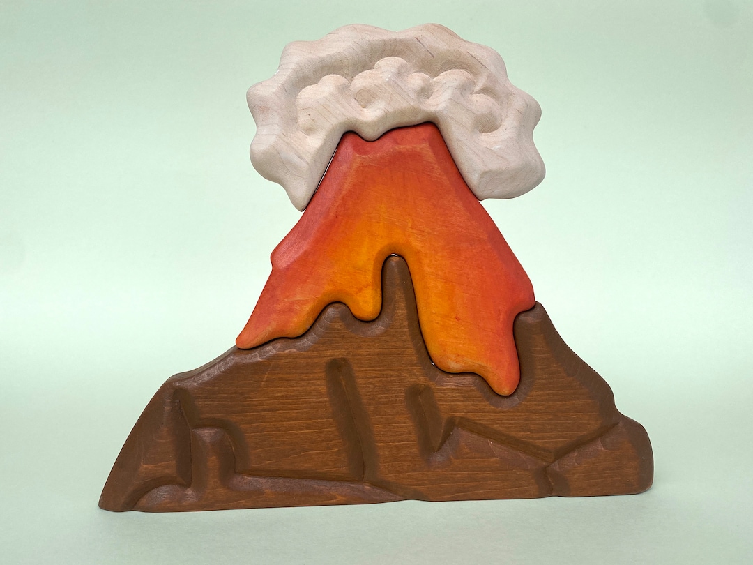 Volcano Big Wooden Toy, Volcano Puzzle, Waldorf Toy, Handmade Toy - Etsy