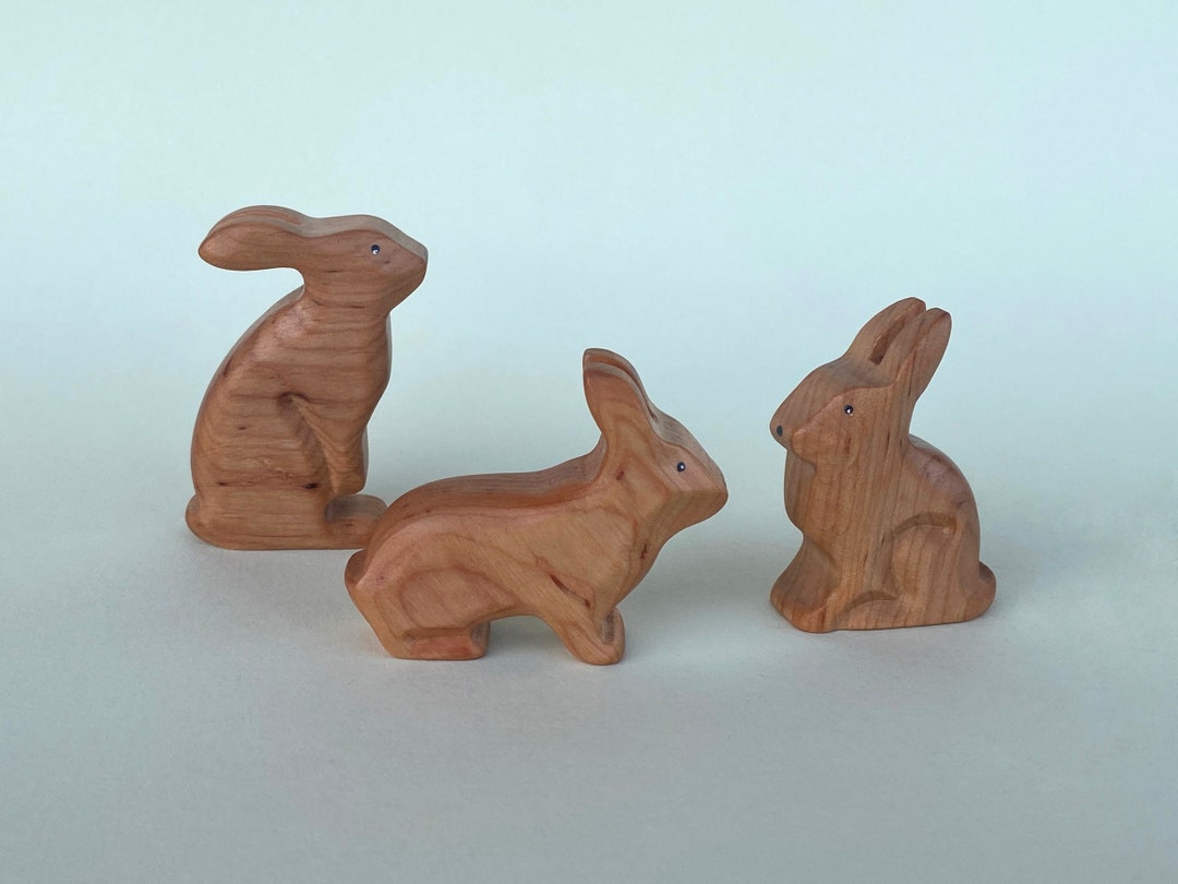 Rabbit Bunny Toys, Wooden Toys, Bunny Figurine, Wooden Animal Toys ...