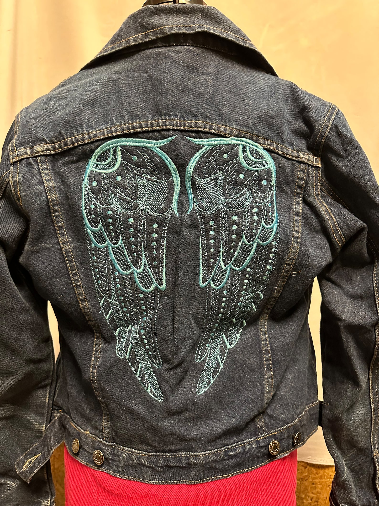 Angel Wings Upcycled Denim Jacket - Etsy UK