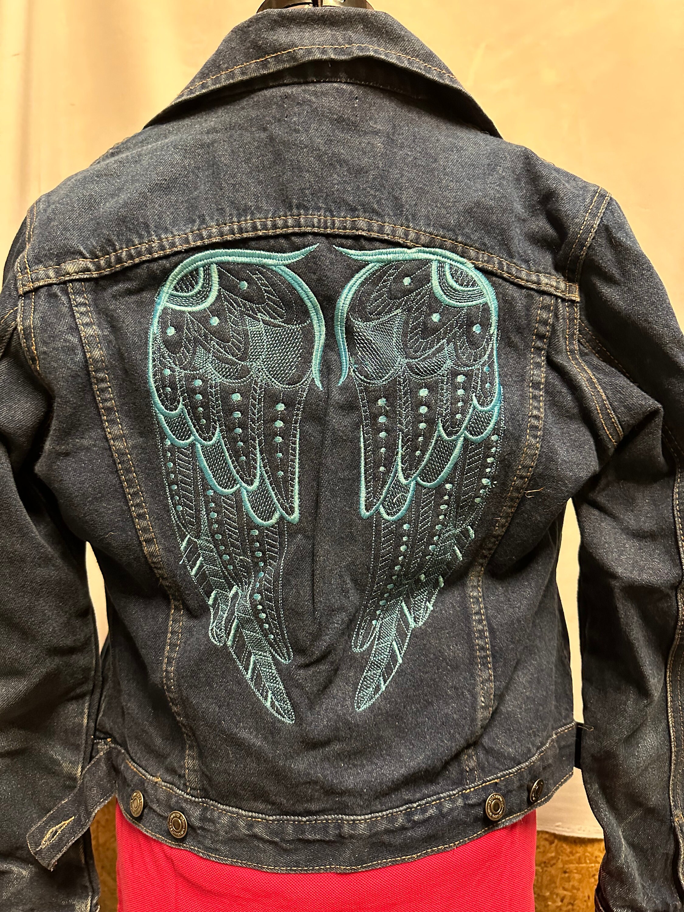 Angel Wings Upcycled Denim Jacket - Etsy UK