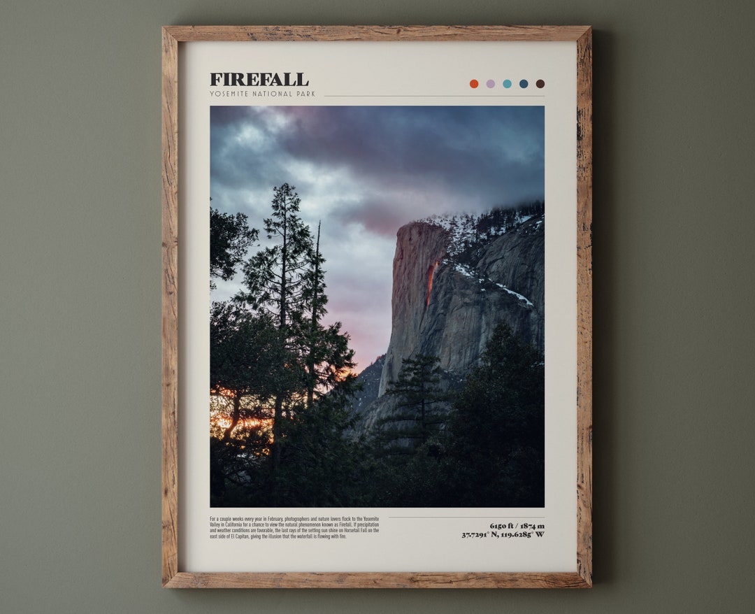 Firefall Yosemite National Park Poster • Premium Quality Fine Art Print ...