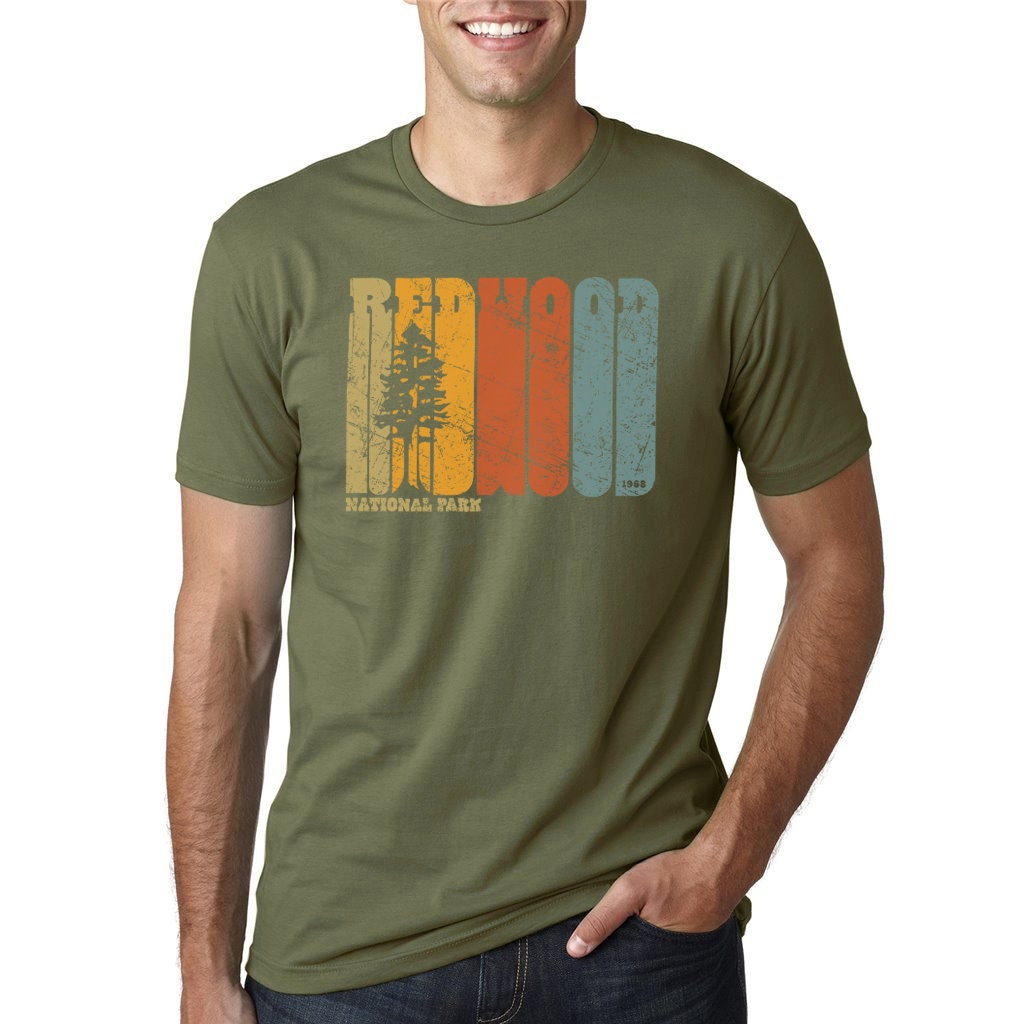 Redwood National Park T Shirt for Men • 100% Cotton Crew Tee • Army ...
