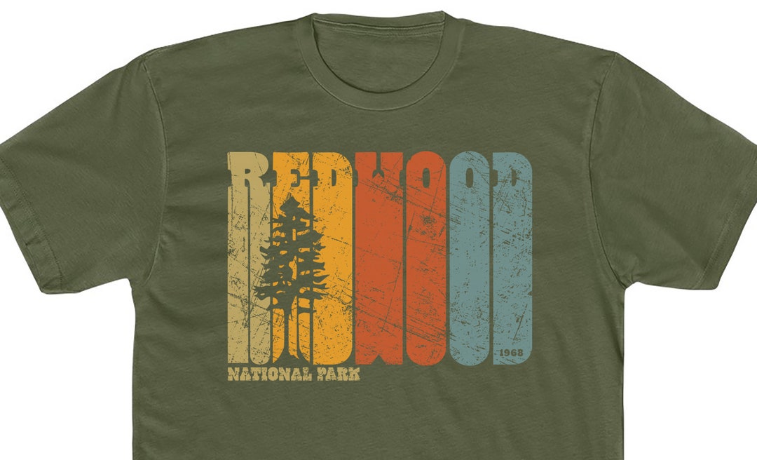 Redwood National Park T Shirt for Men • 100% Cotton Crew Tee • Army ...