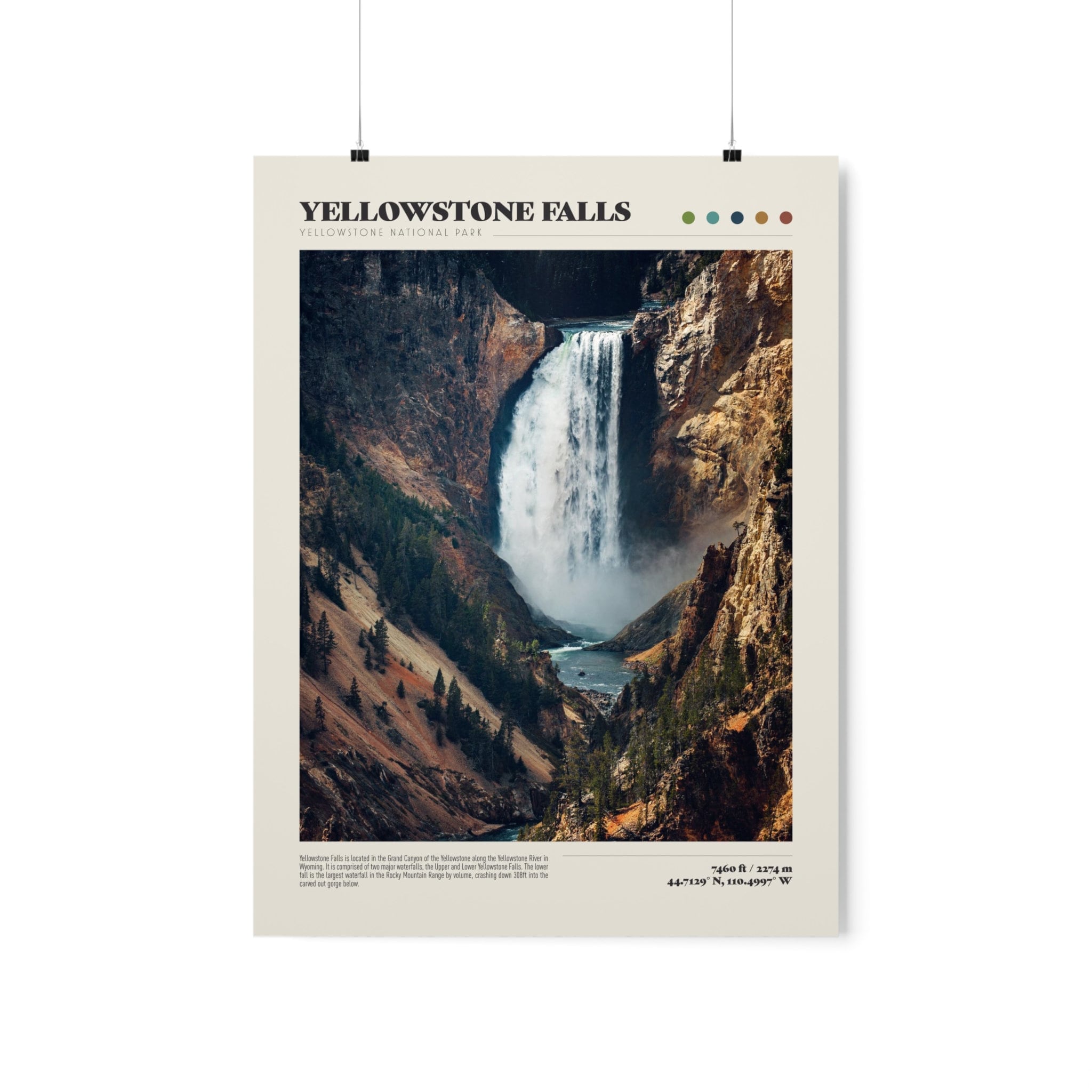 Yellowstone Falls National Park Poster Premium Quality Fine - Etsy