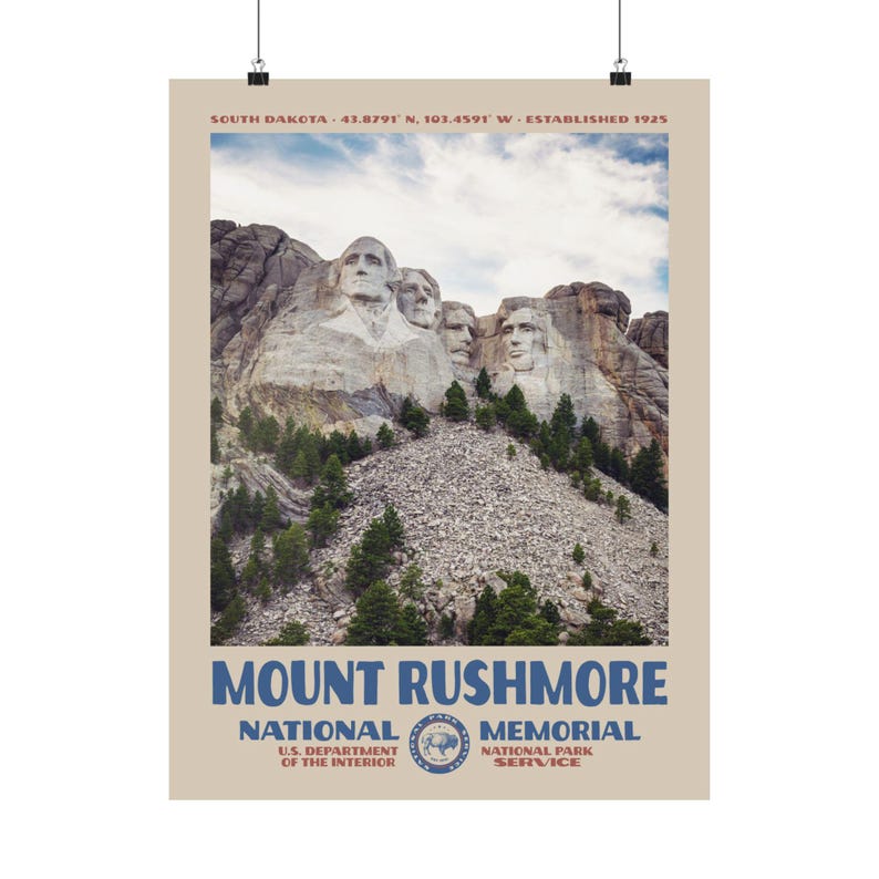 Mount Rushmore National Memorial Poster • Retro NPS Print • Nature ...