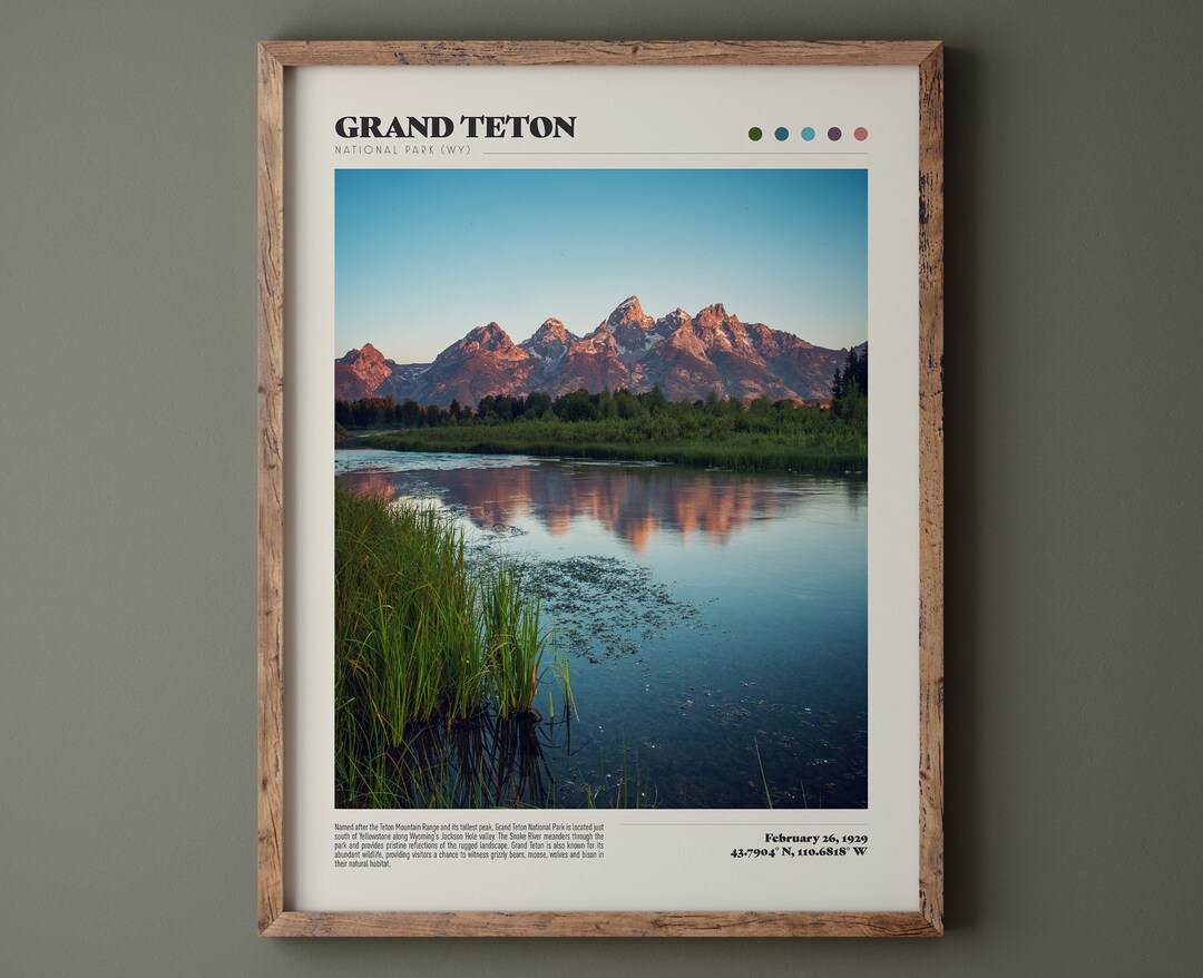 Grand Teton National Park Poster • Premium Quality Fine Art Print • Matte Finish • Modern Home ...