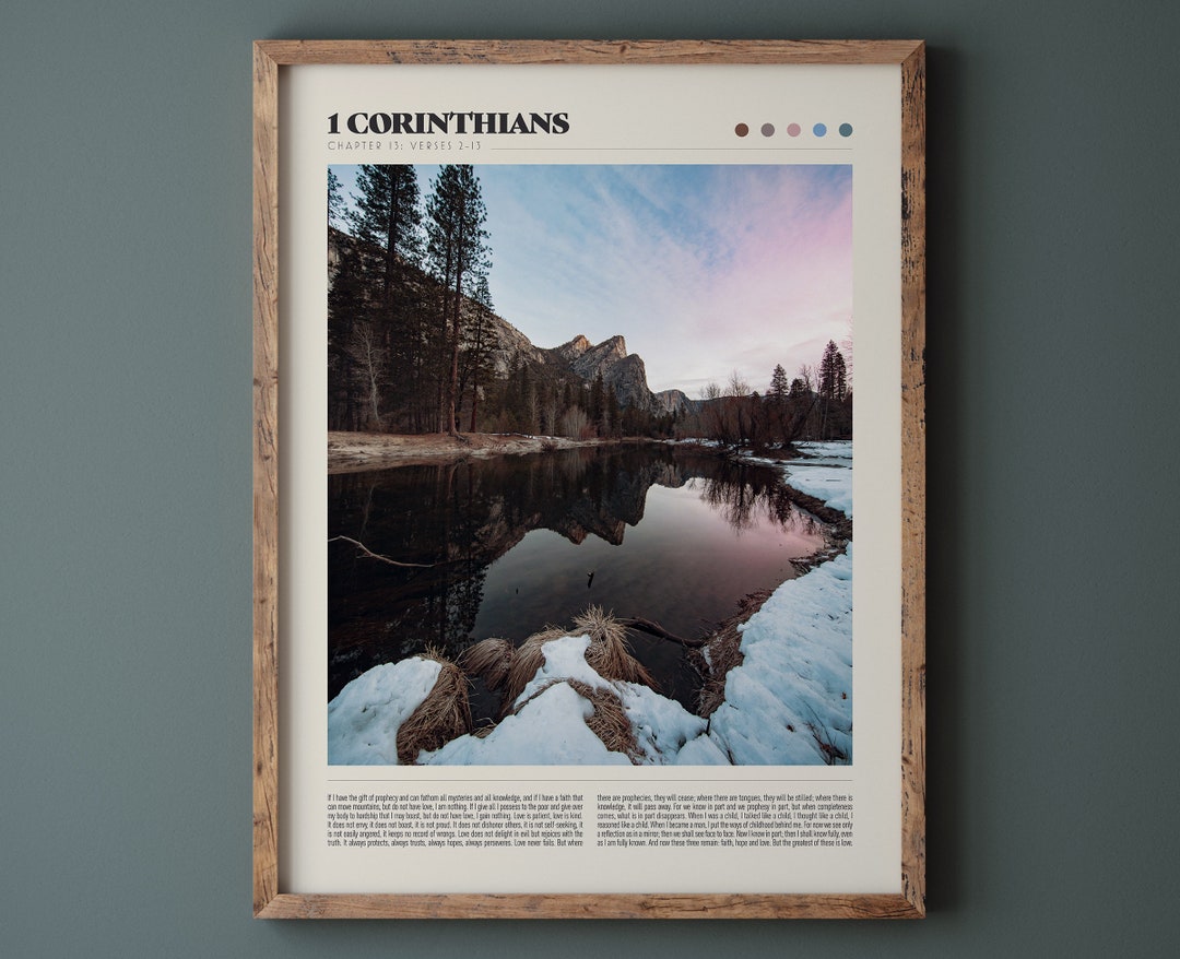 Bible Verse Poster • 1 Corinthians "love" Scripture • Christian Fine ...