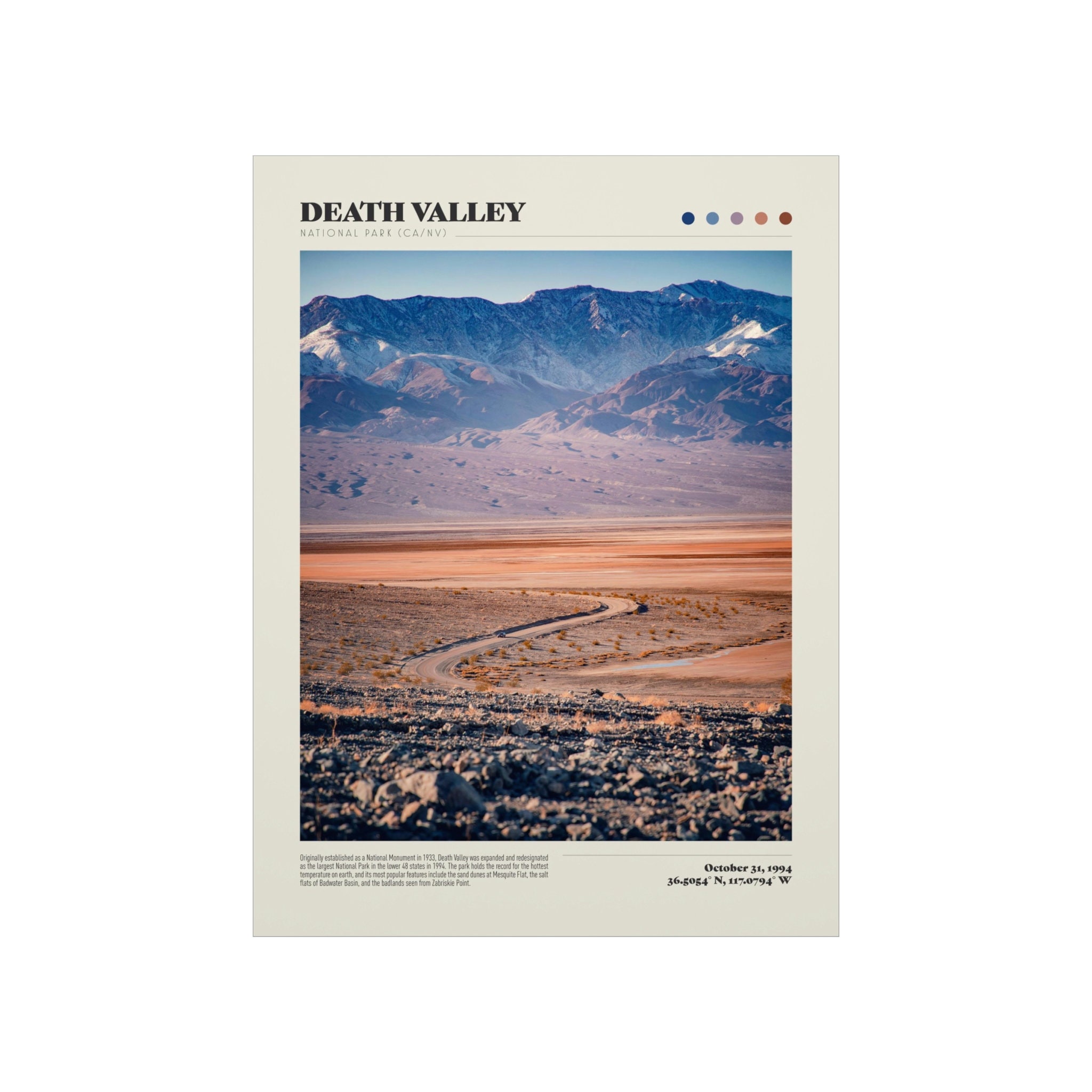 Death Valley National Park Poster Premium Quality Fine Art Print Matte ...