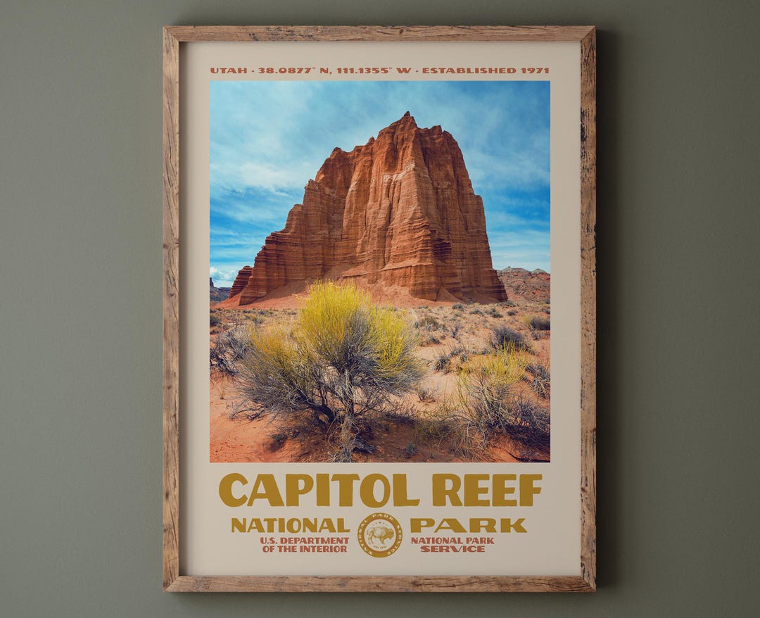 Capitol Reef National Park Poster • Retro NPS Print • Nature ...