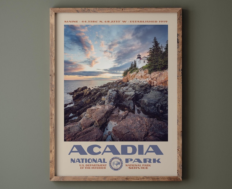 Acadia National Park Poster • Retro NPS Print • Nature Photography Fine ...