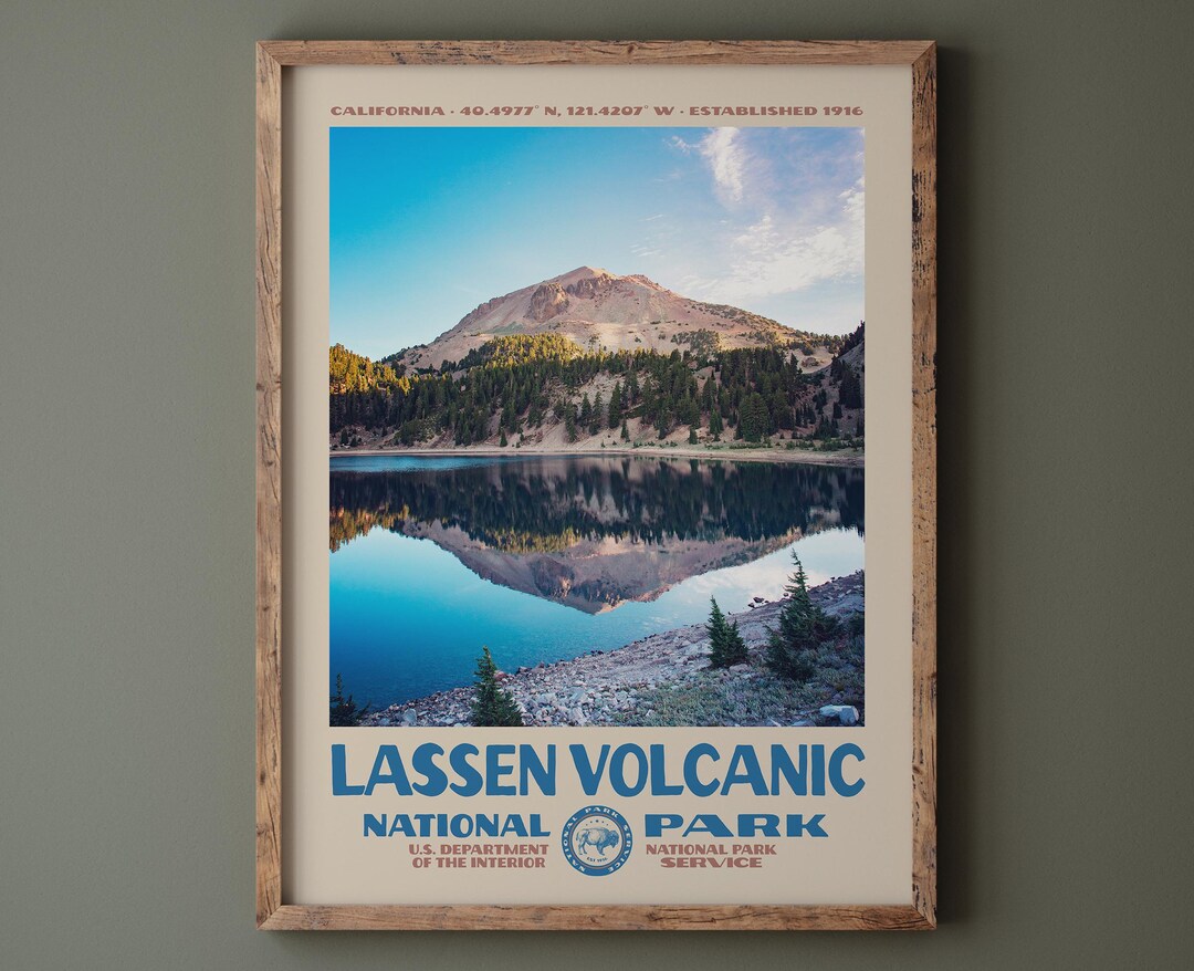 Lassen Volcanic National Park Poster Retro NPS Print Nature Photography ...