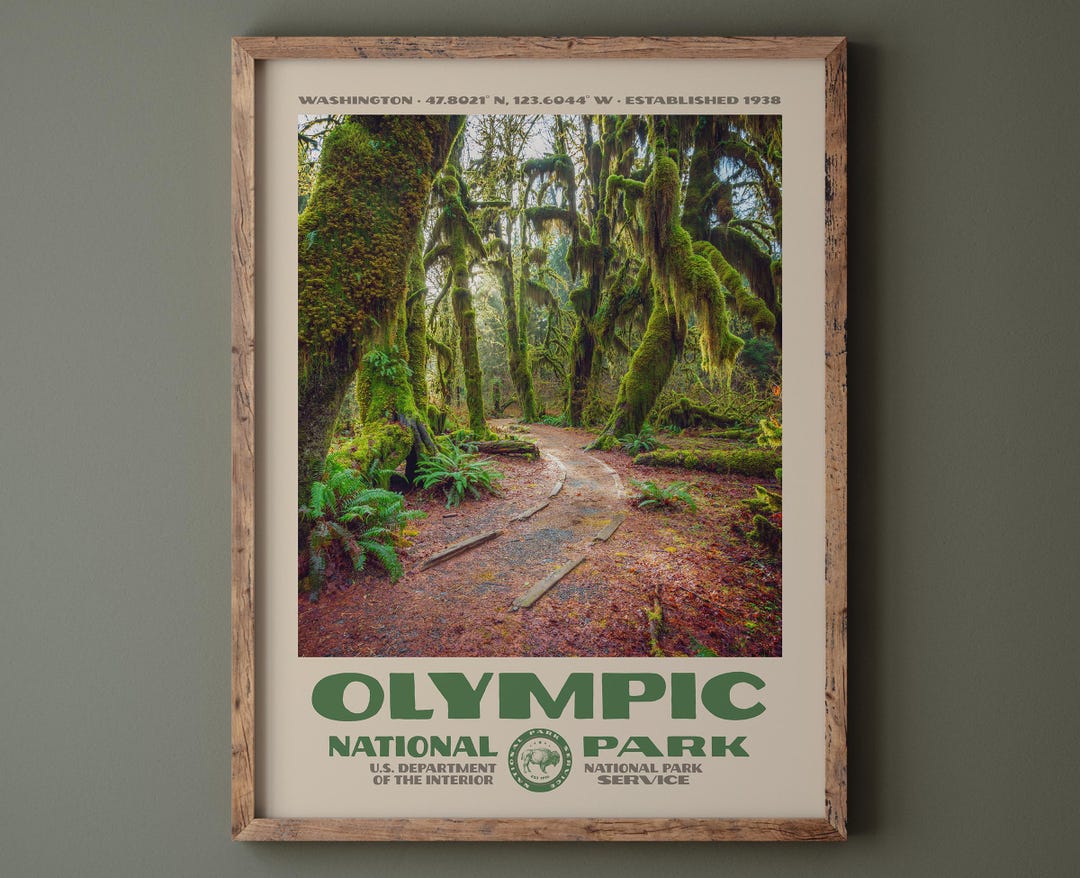 Olympic National Park Poster • Retro NPS Print • Nature Photography ...