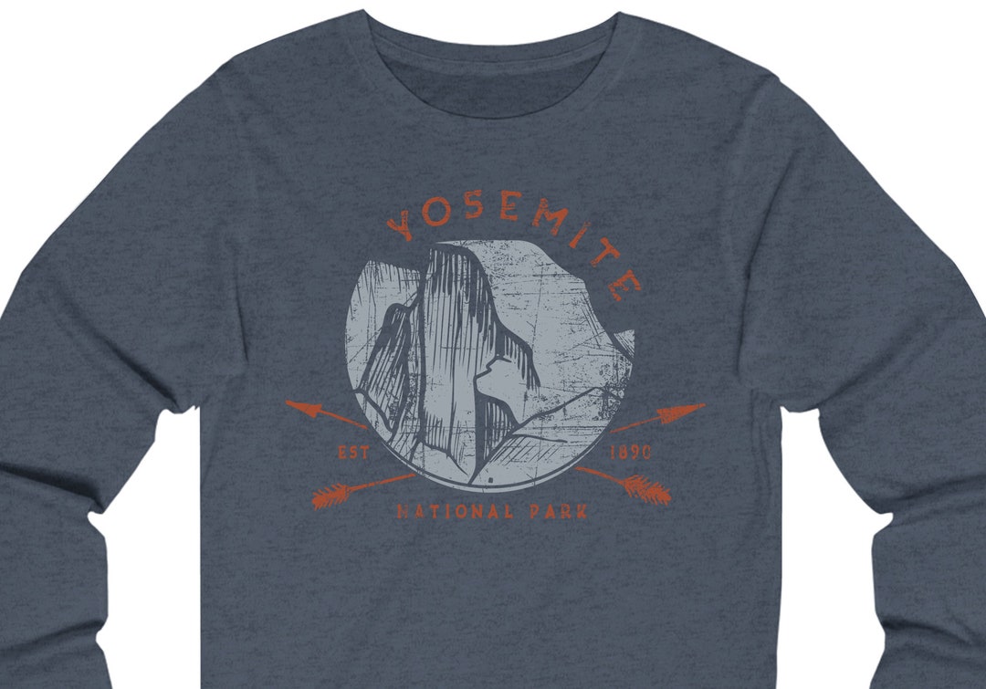 Yosemite National Park T Shirt for Men & Women Long Sleeve Tee Heather ...