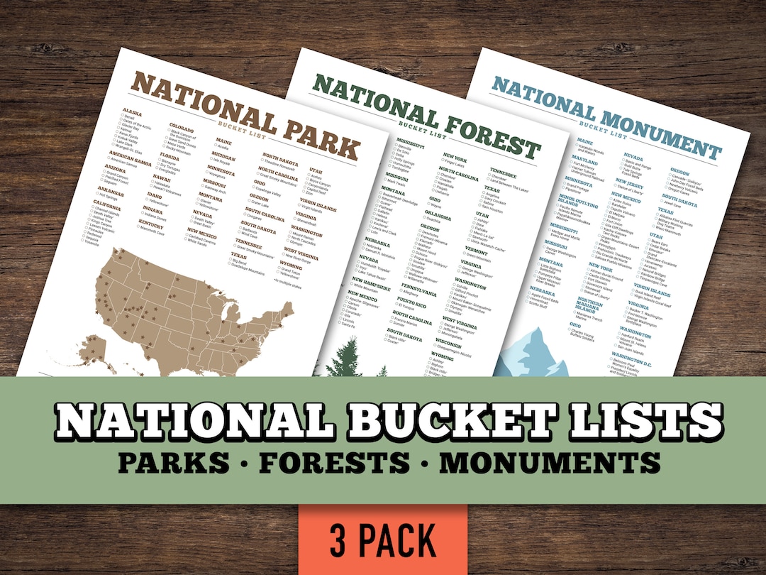 National Bucket List Bundle [3 Pack] • 2022 Complete List • National ...