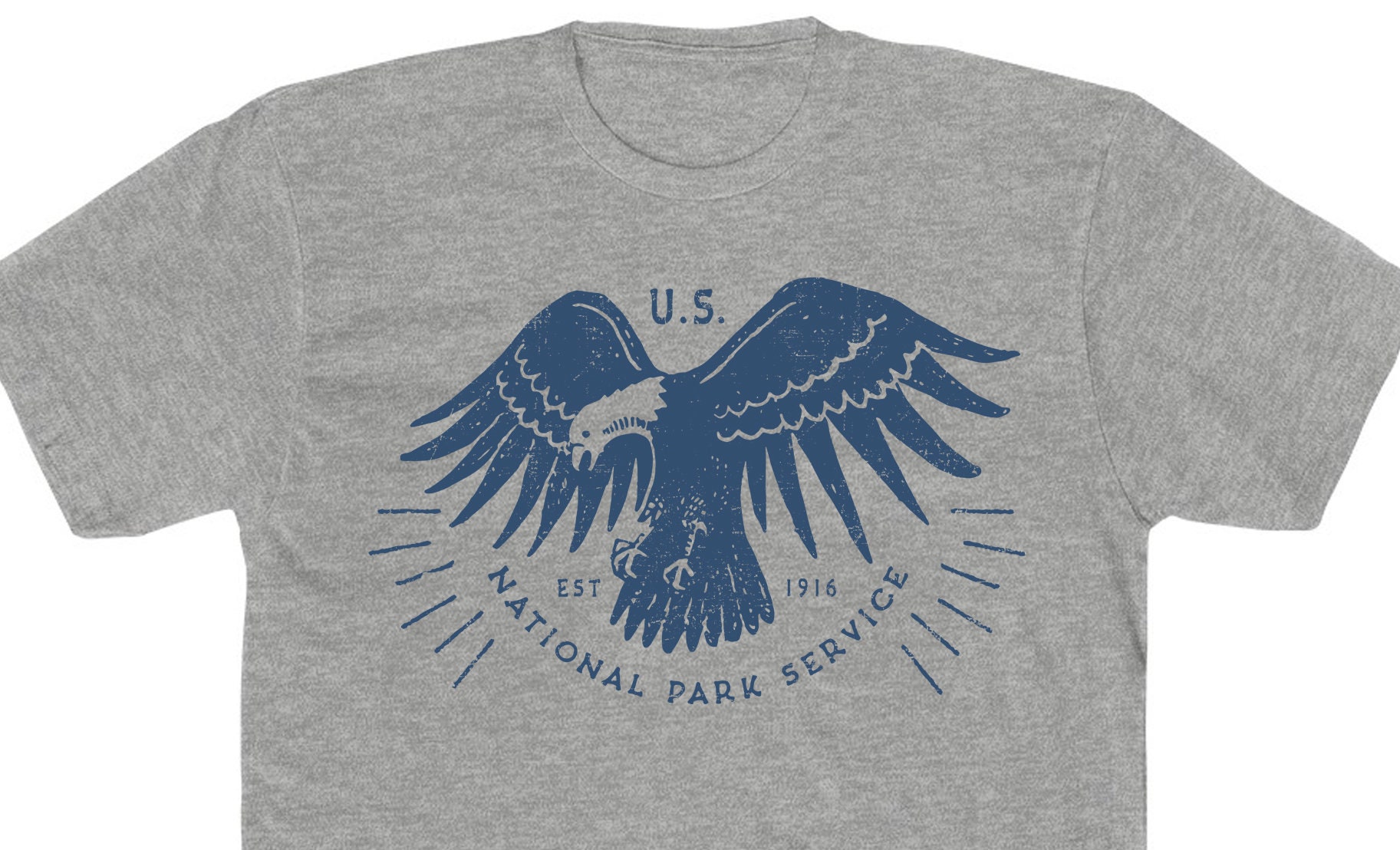 National Park Service T Shirt for Men 100% Cotton Crew Tee Heather Grey ...