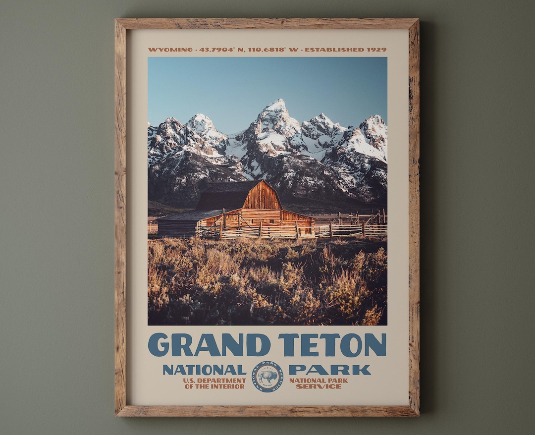 Grand Teton National Park Poster • Retro NPS Print • Nature Photography ...