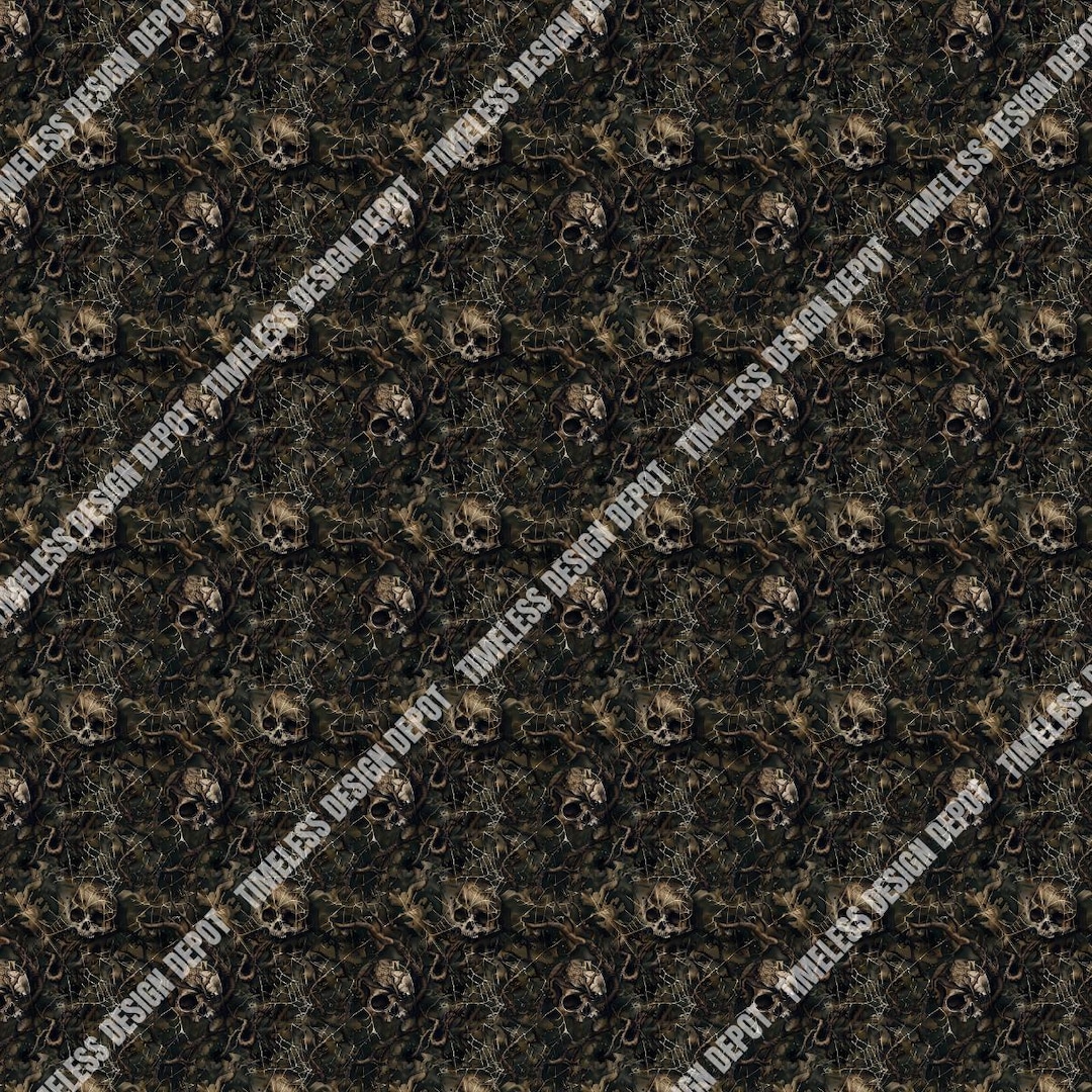 Dark Skull and Web Seamless Pattern – Gothic Horror Camouflage Digital ...