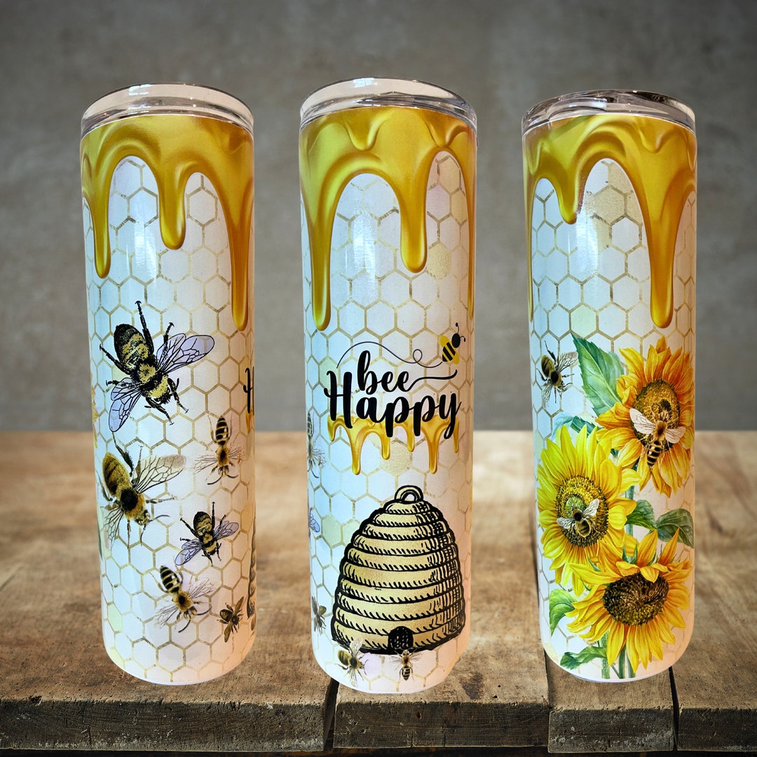 Bee Lover Gifts, Bee Happy, Gold Glitter Tumbler, Bee Gifts, Beekeeper ...