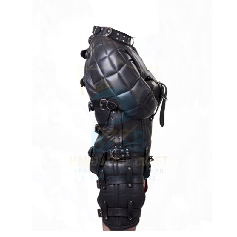 Real Leather Heavy Duty Padded Straitjacket Club Wear Straight Jacket ...