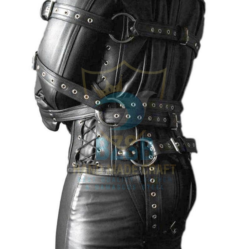 Men Real Leather Straitjacket Leather With Pant Heavy Duty Jacket ...