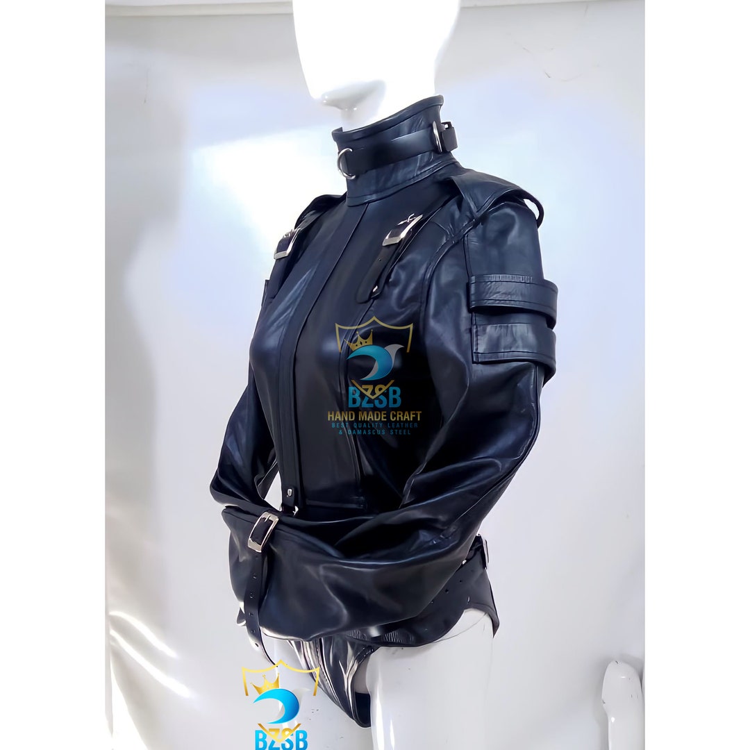 Real Cow Leather Heavy Straitjacket Club Wear Straight Jacket ...
