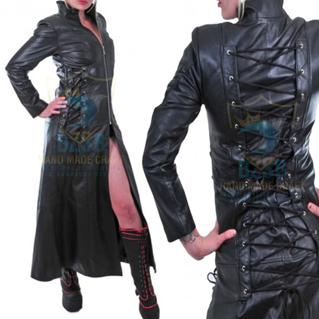 Women Leather Gothic Style MATRIX-COAT Long Zipper Sexy Dress - Etsy