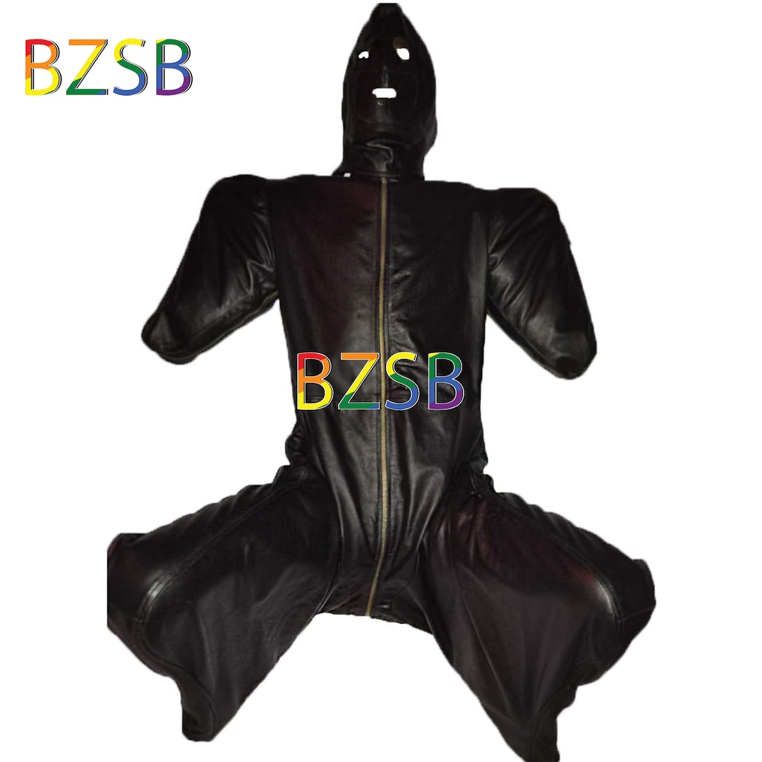 Leather Sleep Sack Bondage Body Suit Bag Arm Binder & Suffocating Mask ...