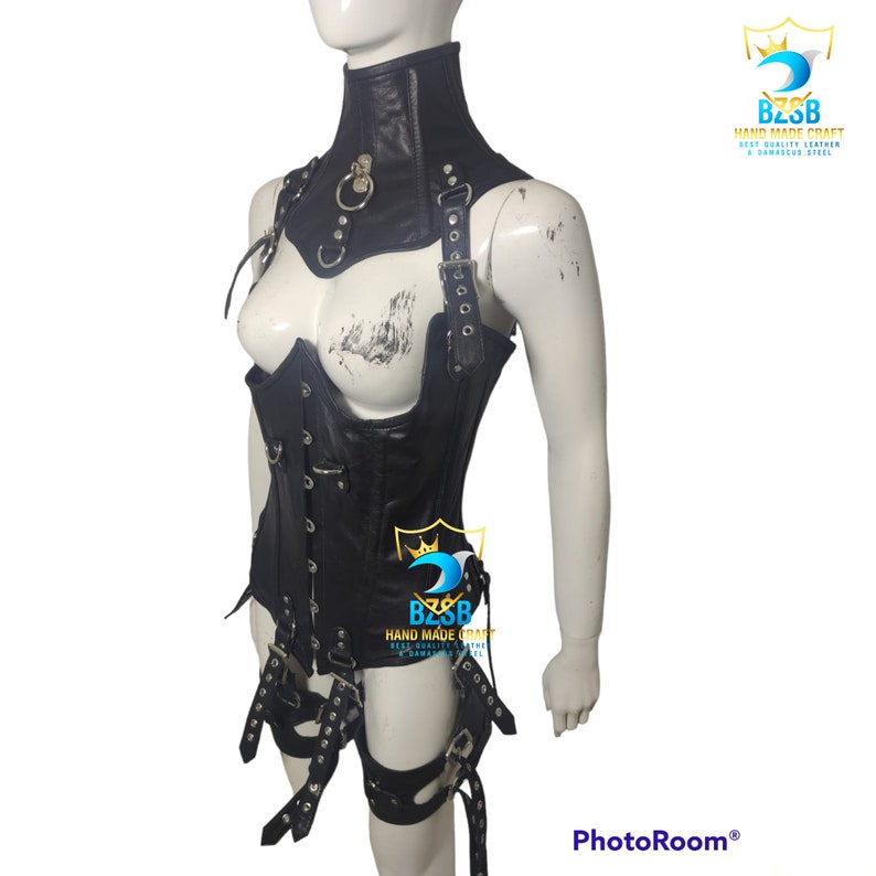 Handmade Real Leather Corset Overbust Lace Up Corset Steel Bones