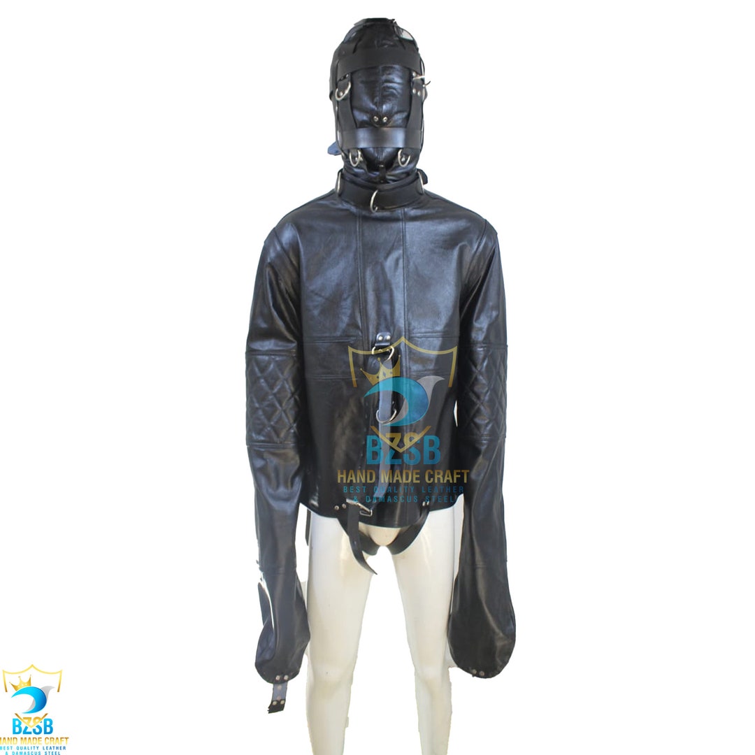 Real Leather Heavy Duty Padded Straitjacket Club Wear Straight Jacket ...