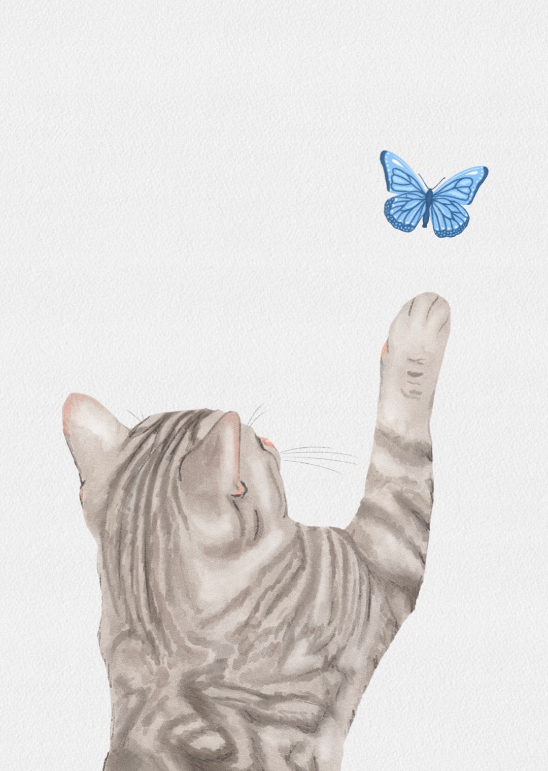 Silver Tabby Cat With Butterfly - Etsy
