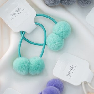 Mini Pom Pom Hair Bobbles (2 per Pack) - Etsy UK