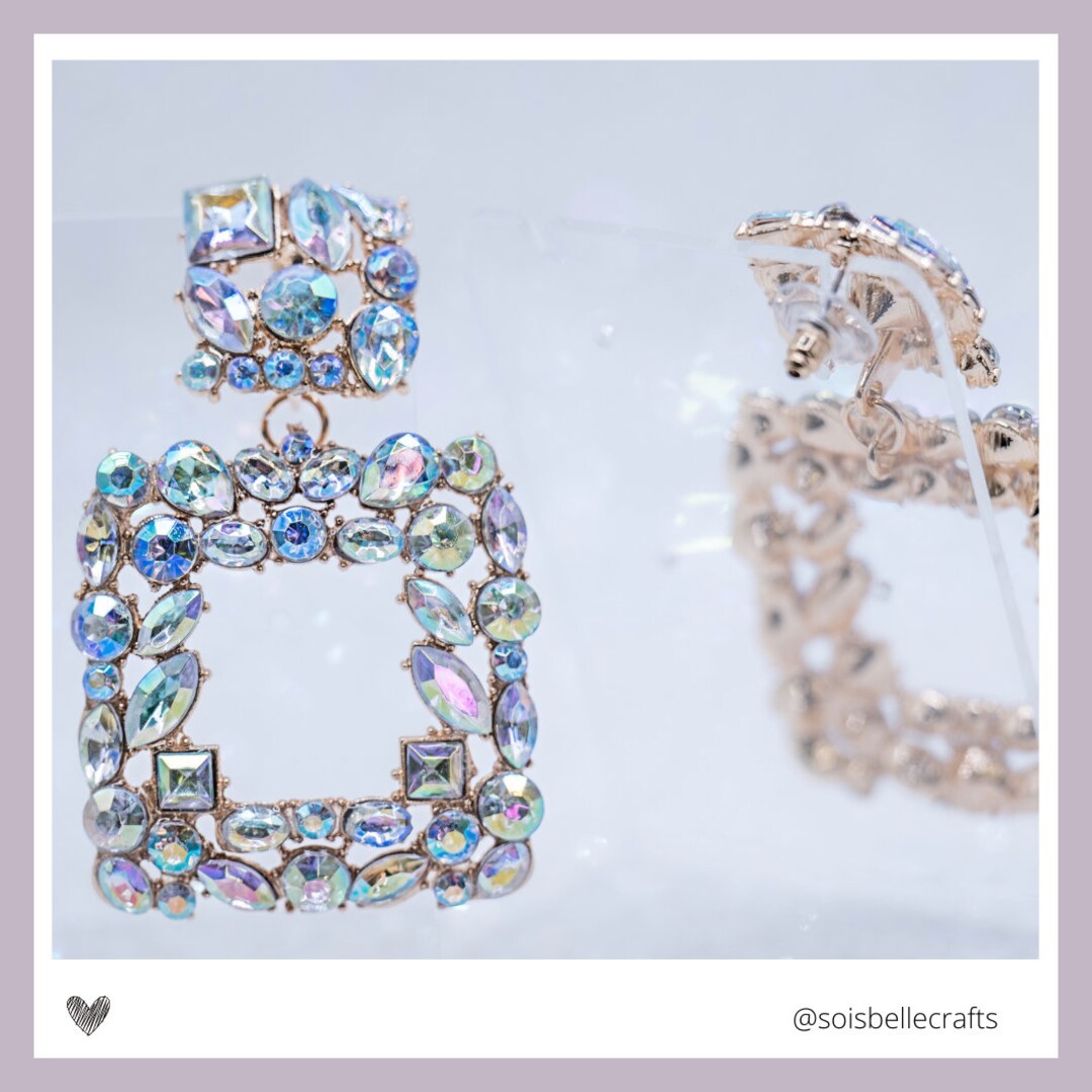 Large Crystal Boho Door Knocker Earrings - Etsy UK