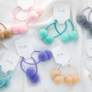 Mini Pom Pom Hair Bobbles (2 per Pack) - Etsy UK