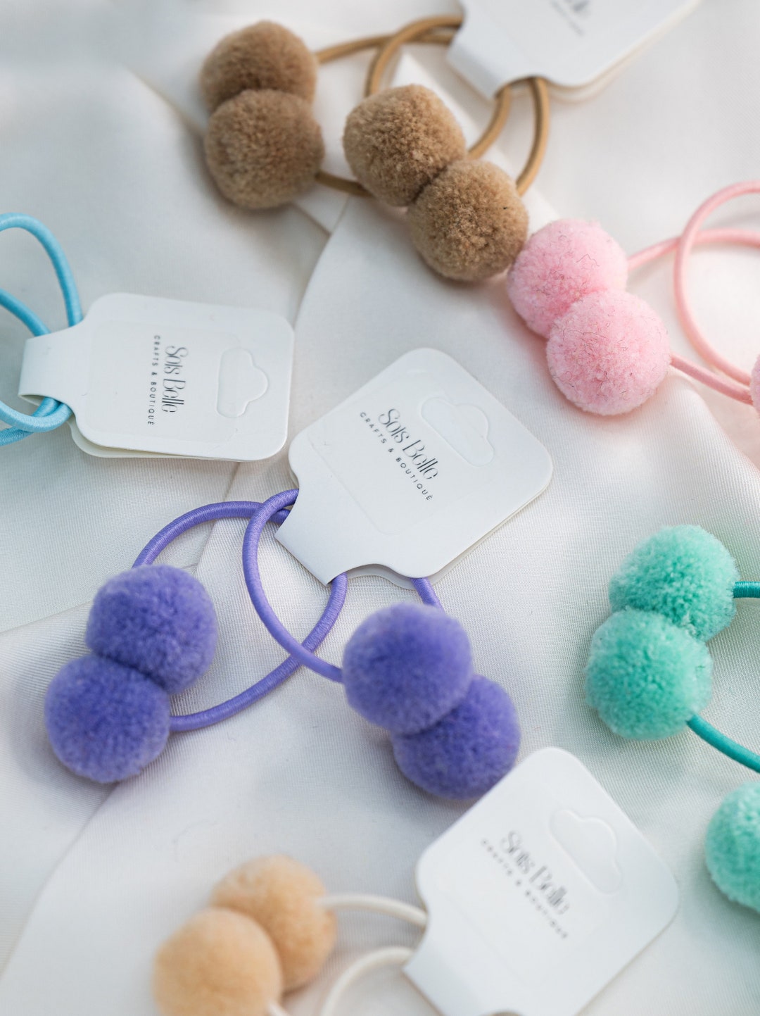 Mini Pom Pom Hair Bobbles (2 per Pack) - Etsy UK