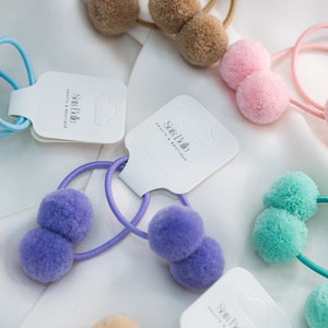 Mini Pom Pom Hair Bobbles (2 per Pack) - Etsy UK