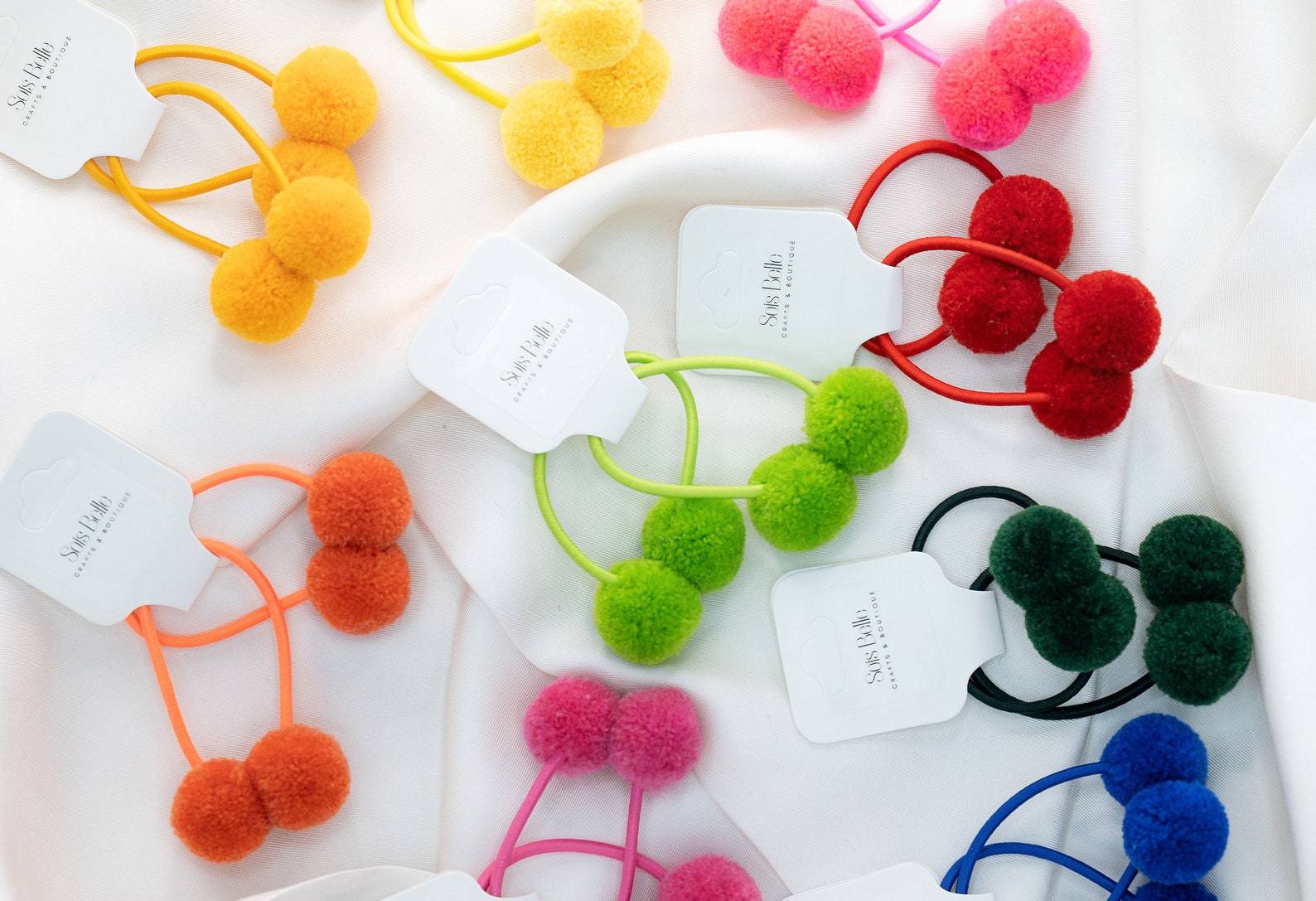 Mini Pom Pom Hair Bobbles (2 per Pack) - Etsy UK