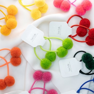 Mini Pom Pom Hair Bobbles (2 per Pack) - Etsy UK