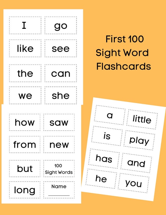 Sight Word Flashcards / First 100 Words / Kindergarten | Etsy