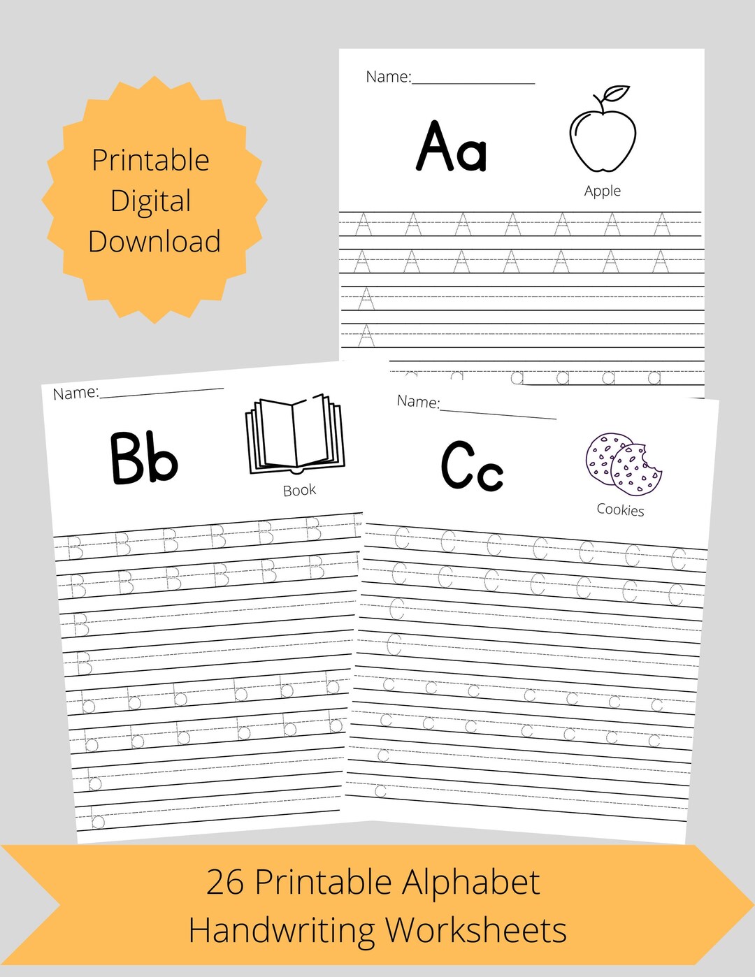 26 Printable Upper and Lower Case Alphabet Tracing Worksheets ...