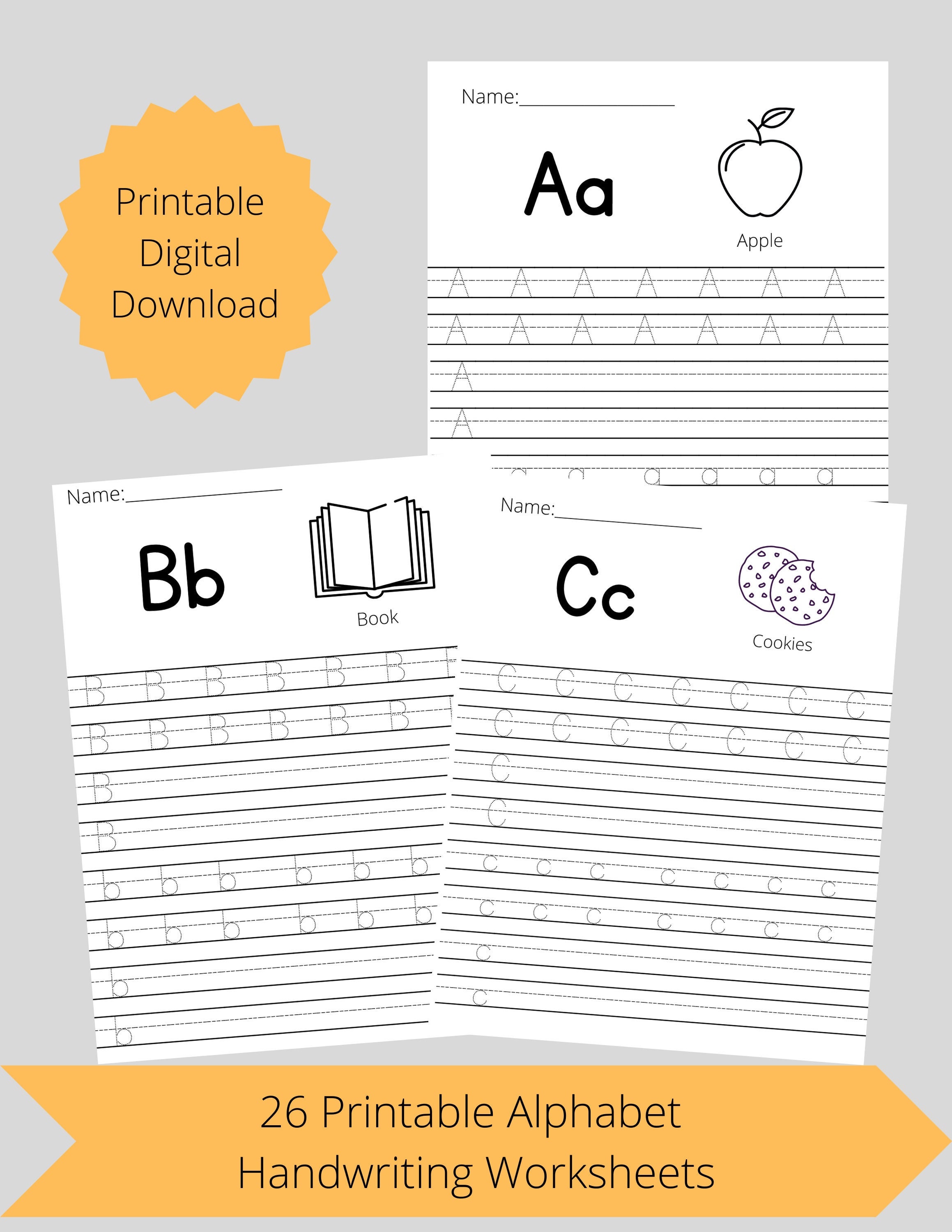 26 Printable Upper and Lower Case Alphabet Tracing Worksheets ...