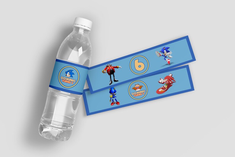 Sonic the Hedgehog Bottle Label, Sonic Blue Birthday Party Printables ...