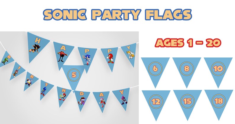 Sonic Birthday Party Decoration Printables (digital) - Etsy