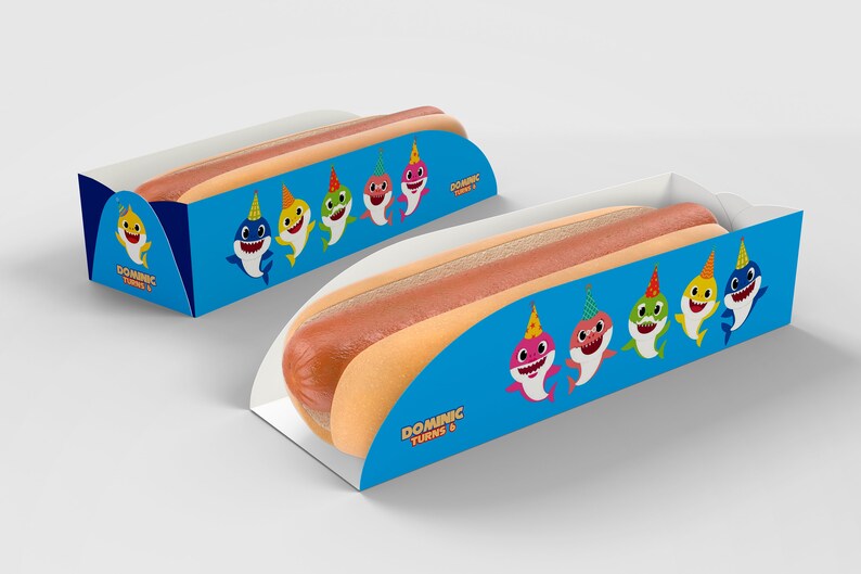 Baby Shark Hot Dog Tray, Baby Shark Blue Birthday Party Printables - Etsy