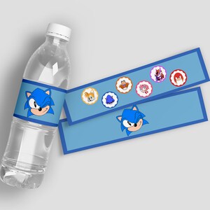Sonic the Hedgehog Water Bottle Label, Sonic Blue Birthday Party ...